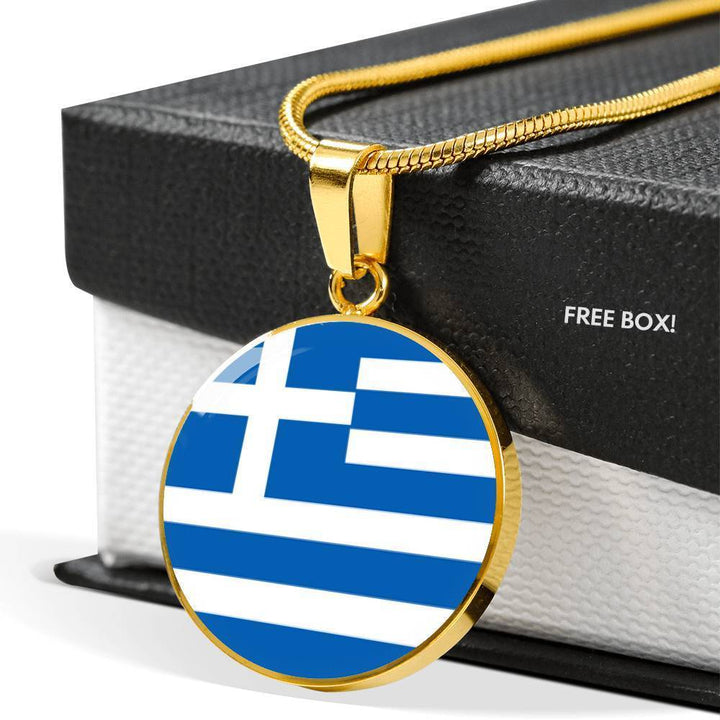 Greece Flag Necklace Stainless Steel or 18k Gold 18-22" - Express Your ...